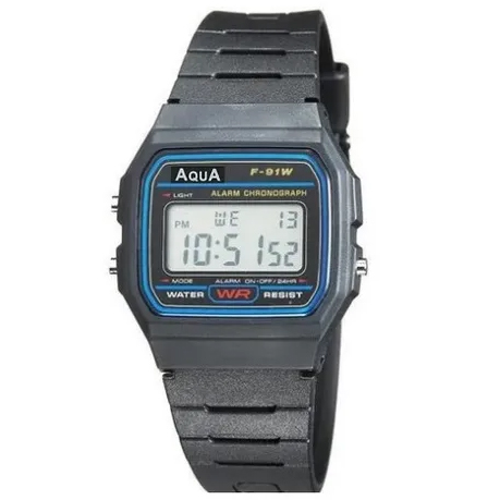 RELÓGIO DIGITAL AQUA F-91W PRETO